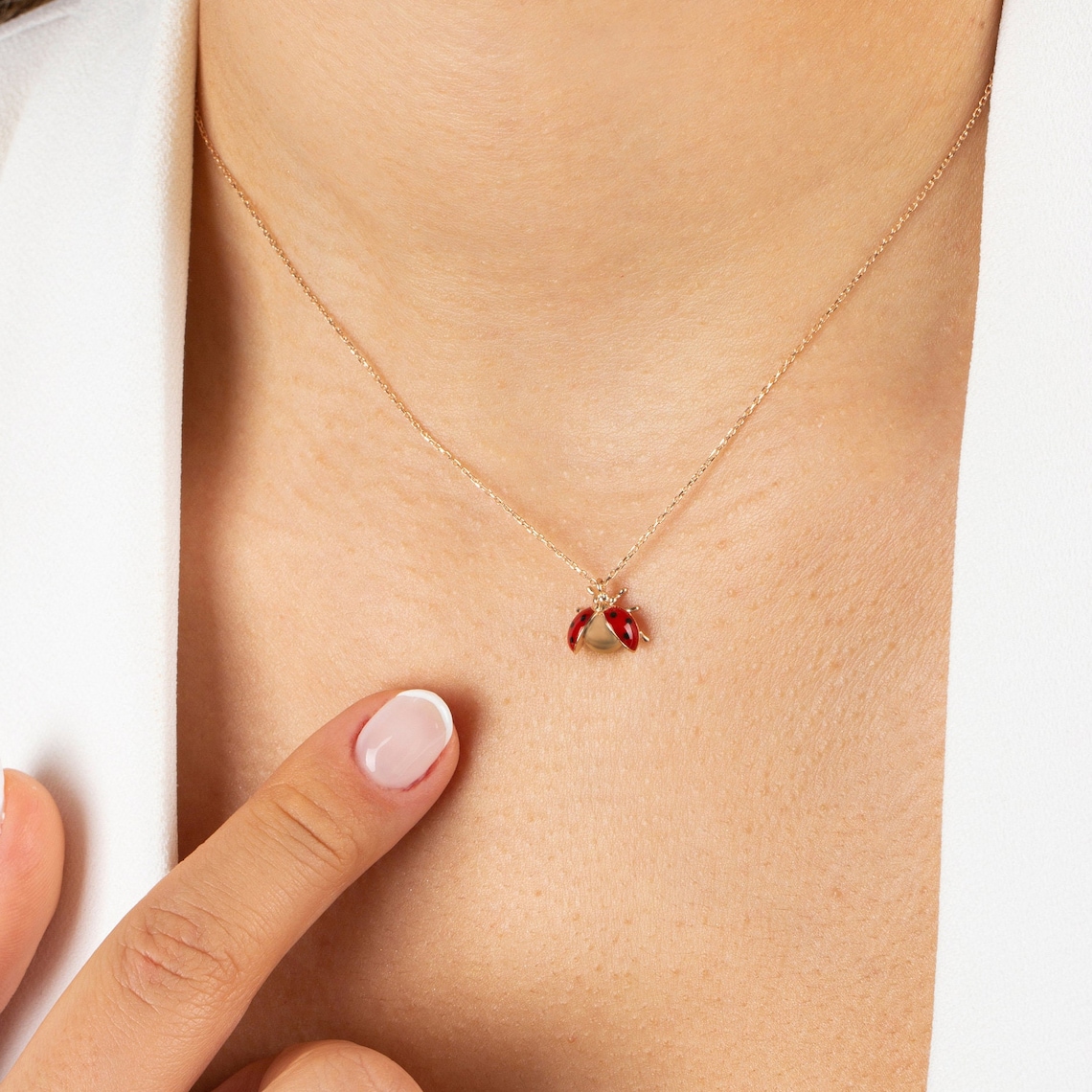 14k Gold Ladybug Necklace Solid Gold Lady Bug Pendant Good - Etsy