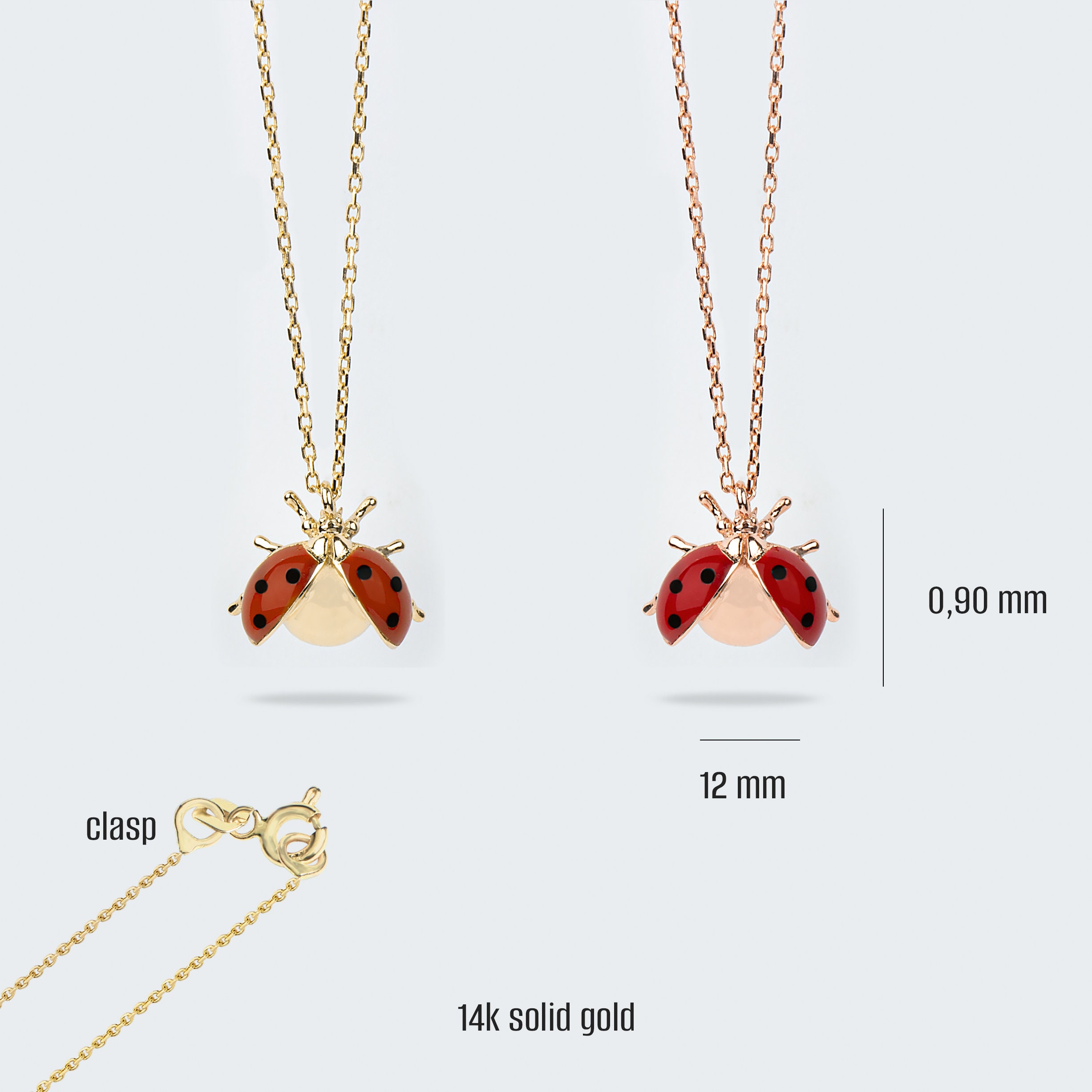 14k Gold Ladybug Necklace Solid Gold Lady Bug Pendant Good - Etsy