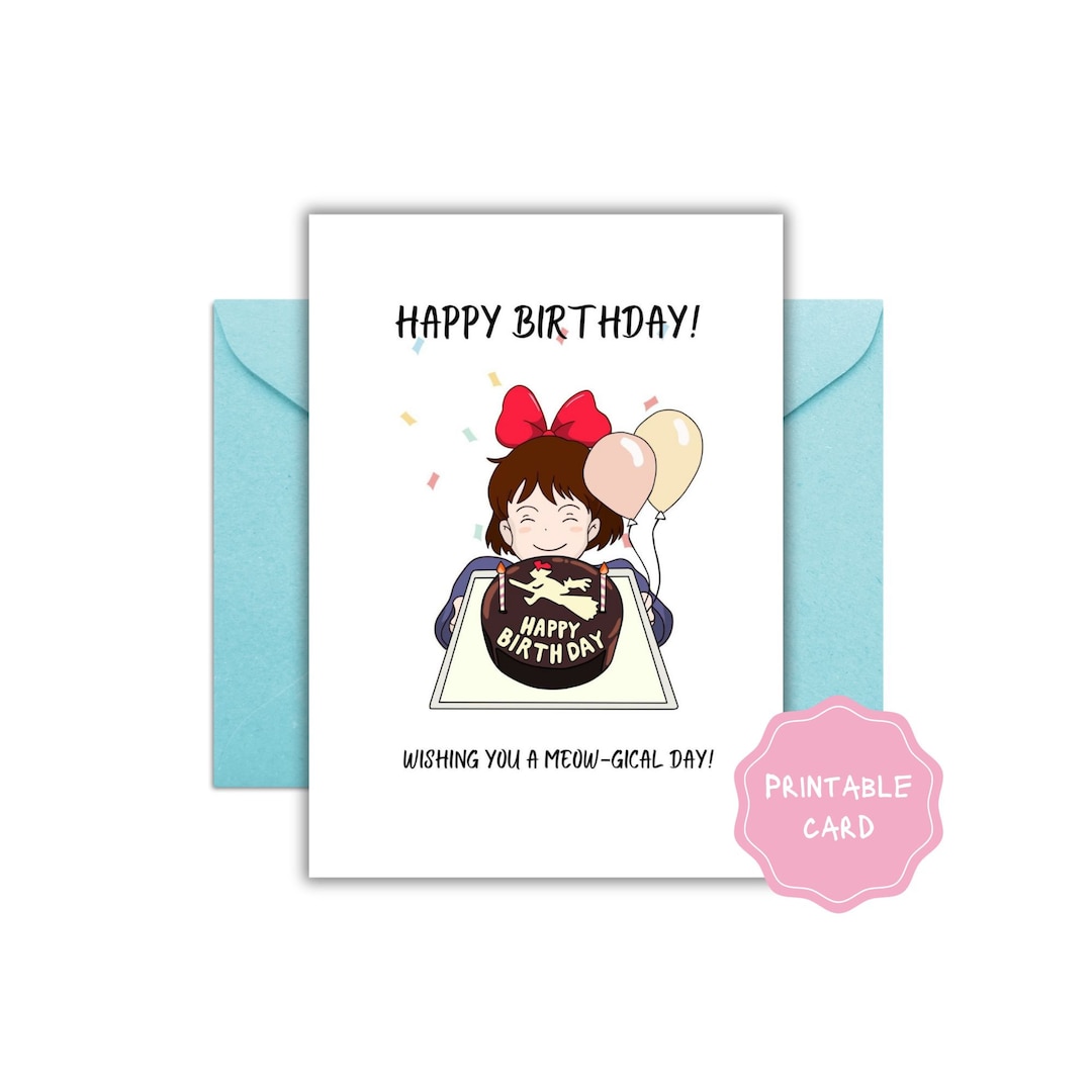 Kiki Kiki's Delivery Service Anime Cute Printable Birthday Greeting ...