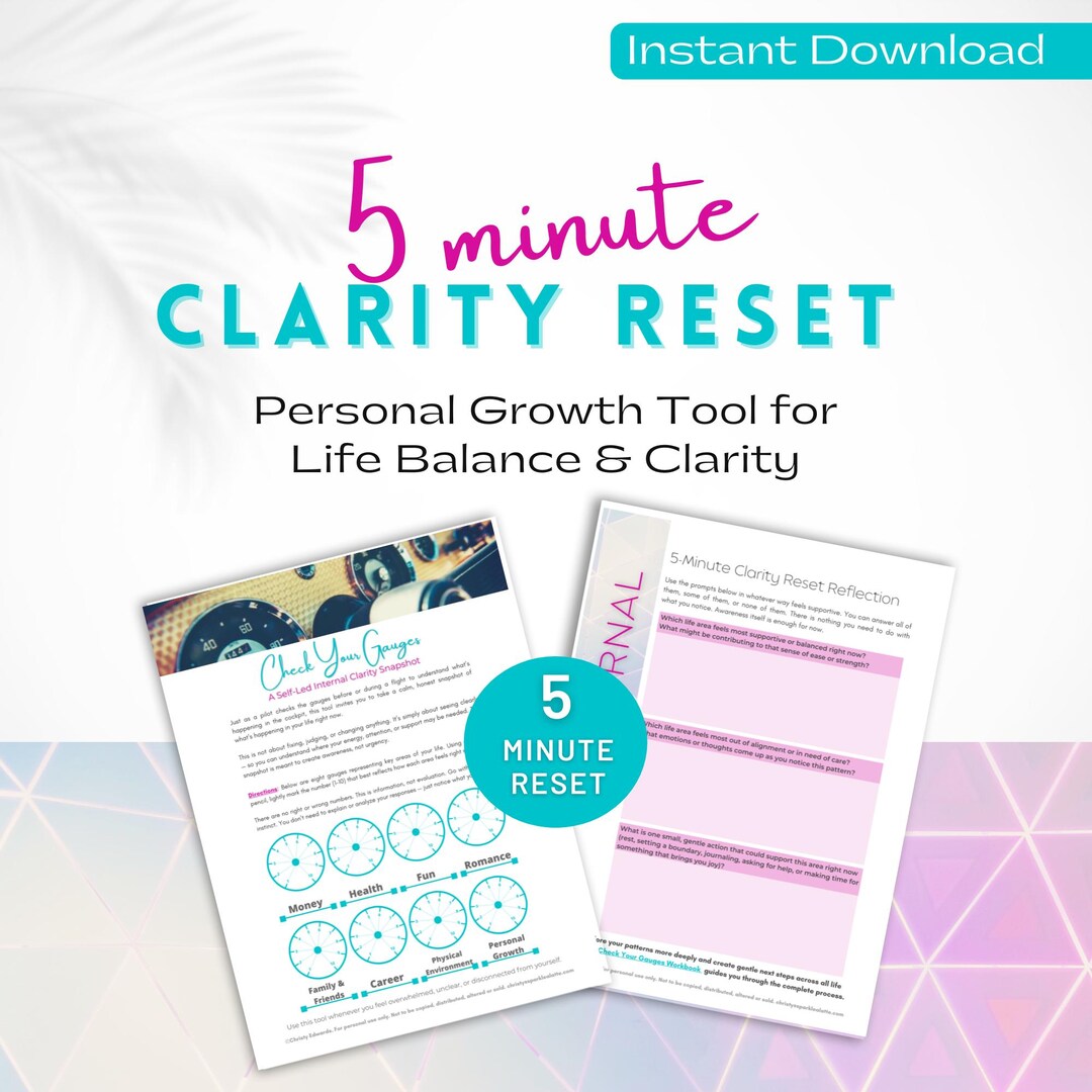 Personal Growth Tool | Life Balance Clarity Worksheet + Reflection Page ...