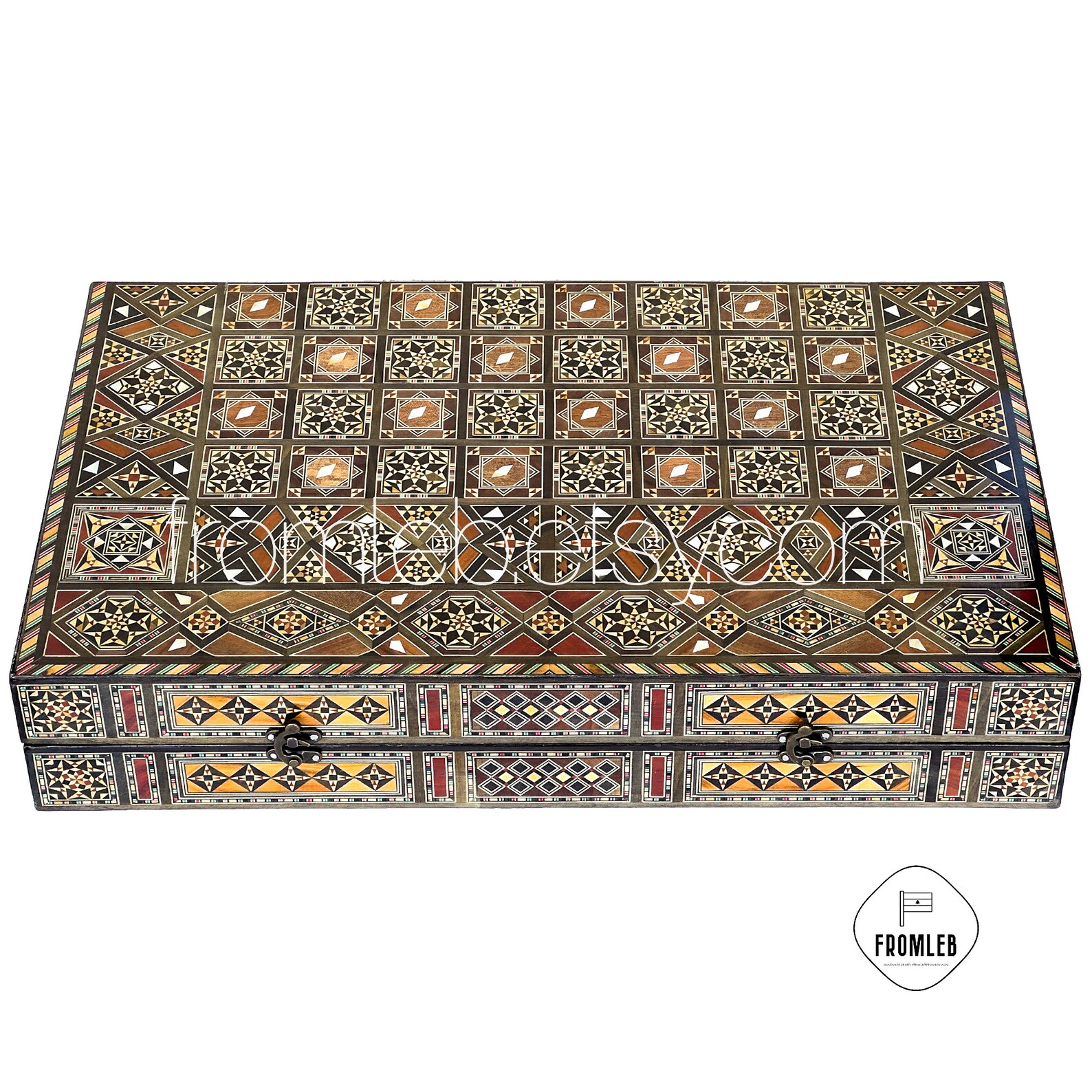 Handmade Pearl Inlaid Backgammon Chess Set: Lebanese Board Game From ...