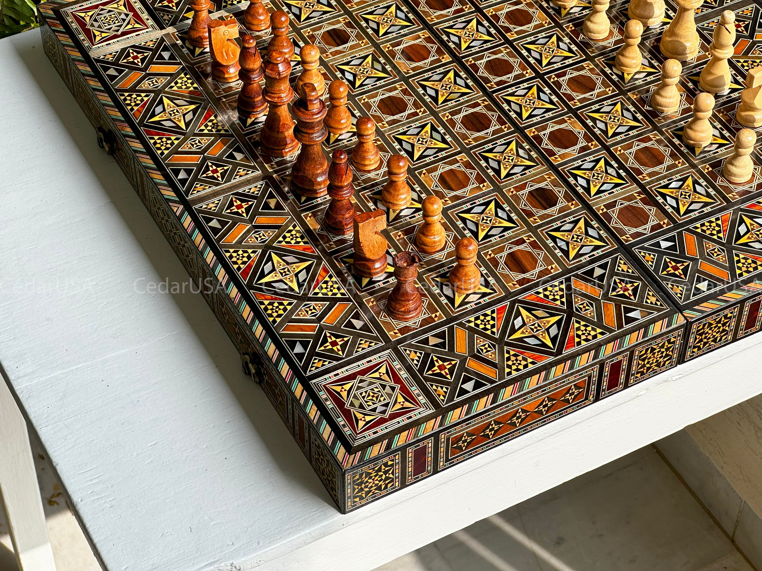 Backgammon Set & Chess Board From Lebanon - Lebanese Handmade Checkers ...