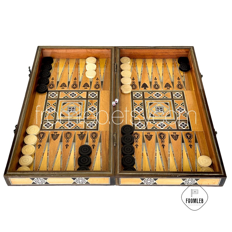 Handmade Cedar Backgammon and Chess Set: Arabian Mother of Pearl Inlay From Lebanon - Etsy