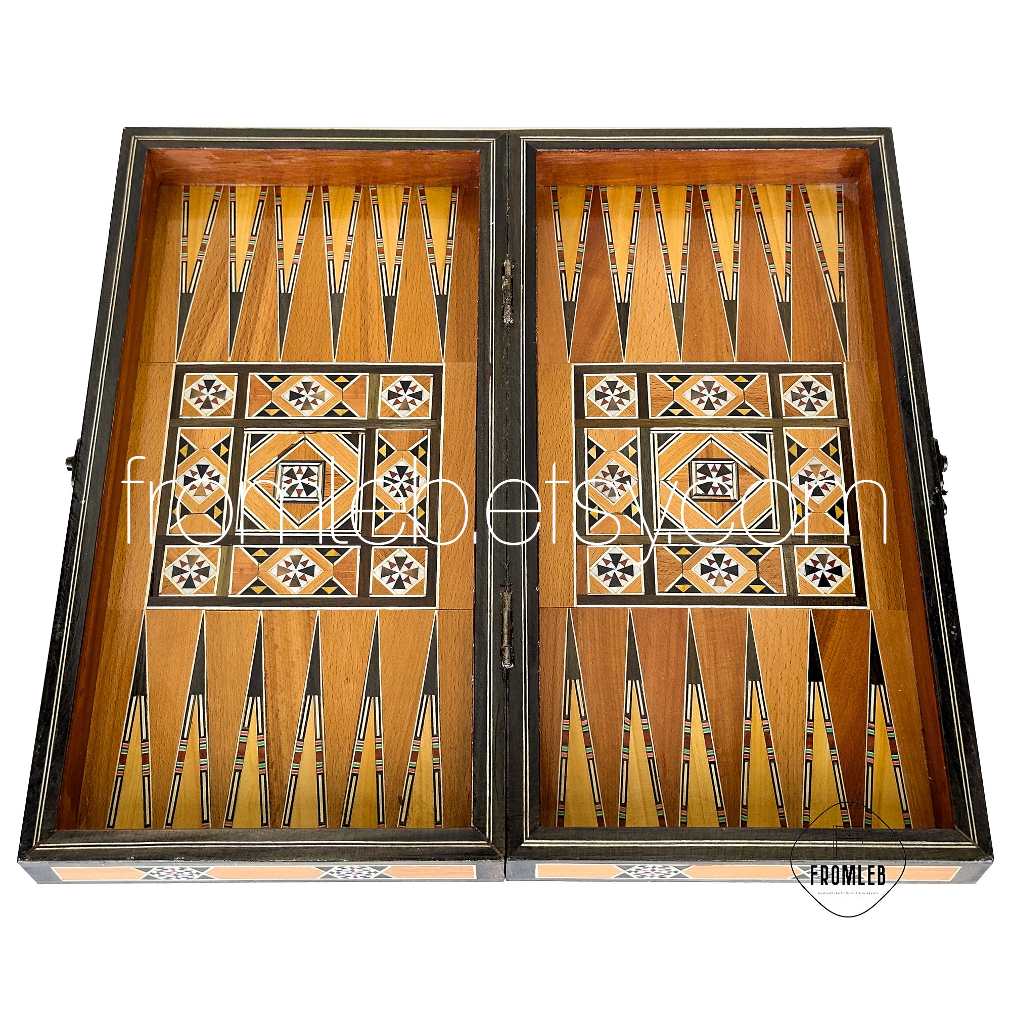 Lebanese Handmade Backgammon and Chess Set With Mother of Pearl Inlays ...