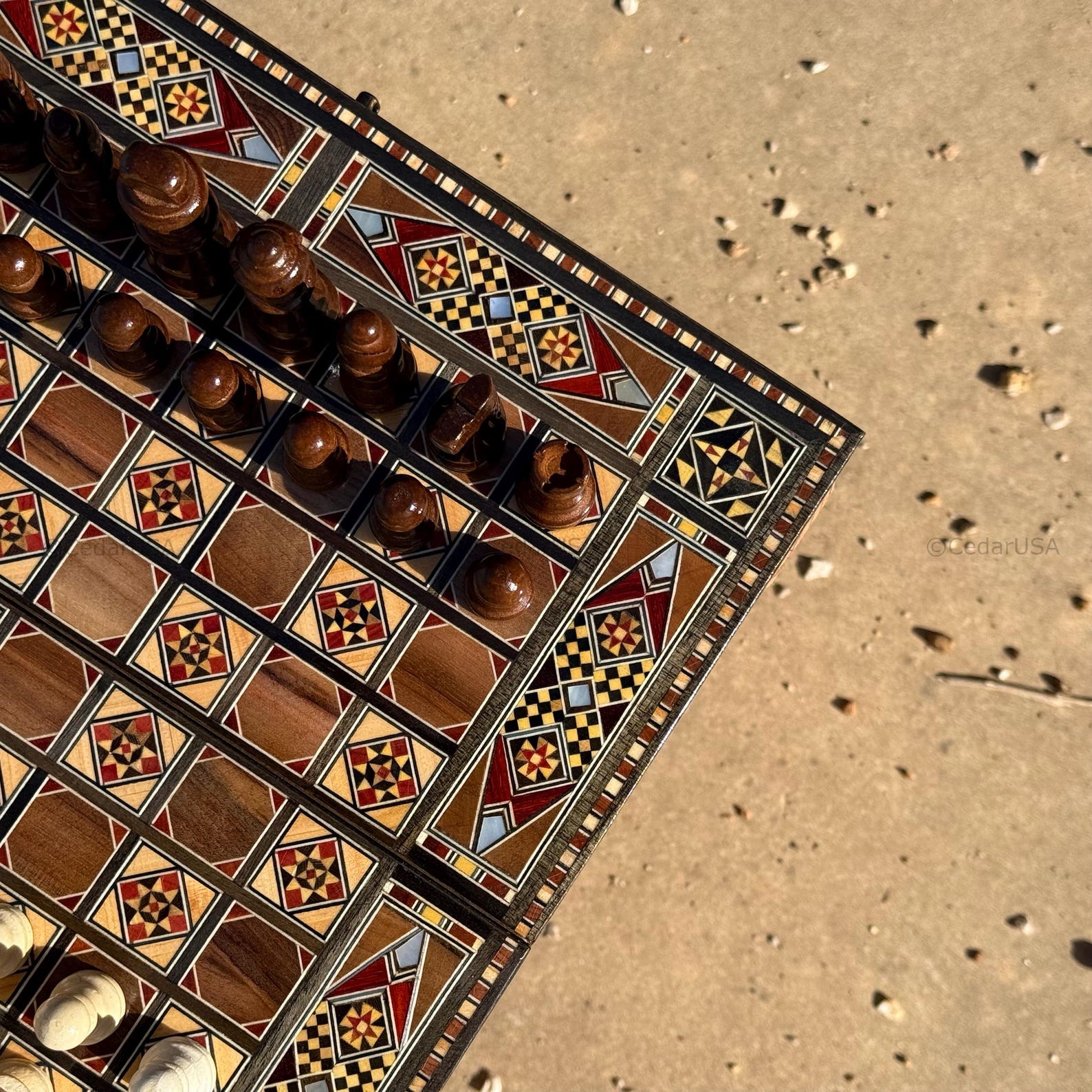 Handmade Backgammon and Chess Set From Lebanon - Lebanese Checkers ...