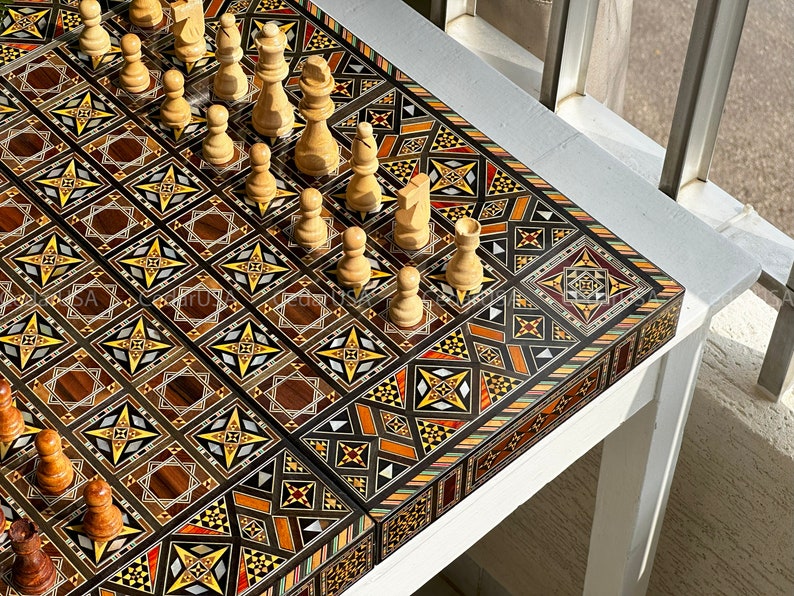 Backgammon Set & Chess Board From Lebanon - Lebanese Handmade Checkers ...