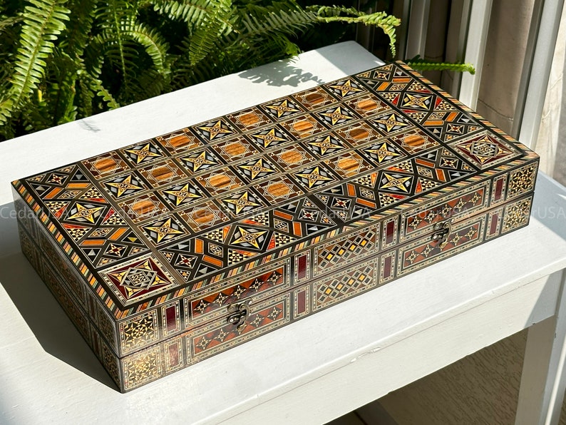 Backgammon Set & Chess Board From Lebanon - Lebanese Handmade Checkers ...