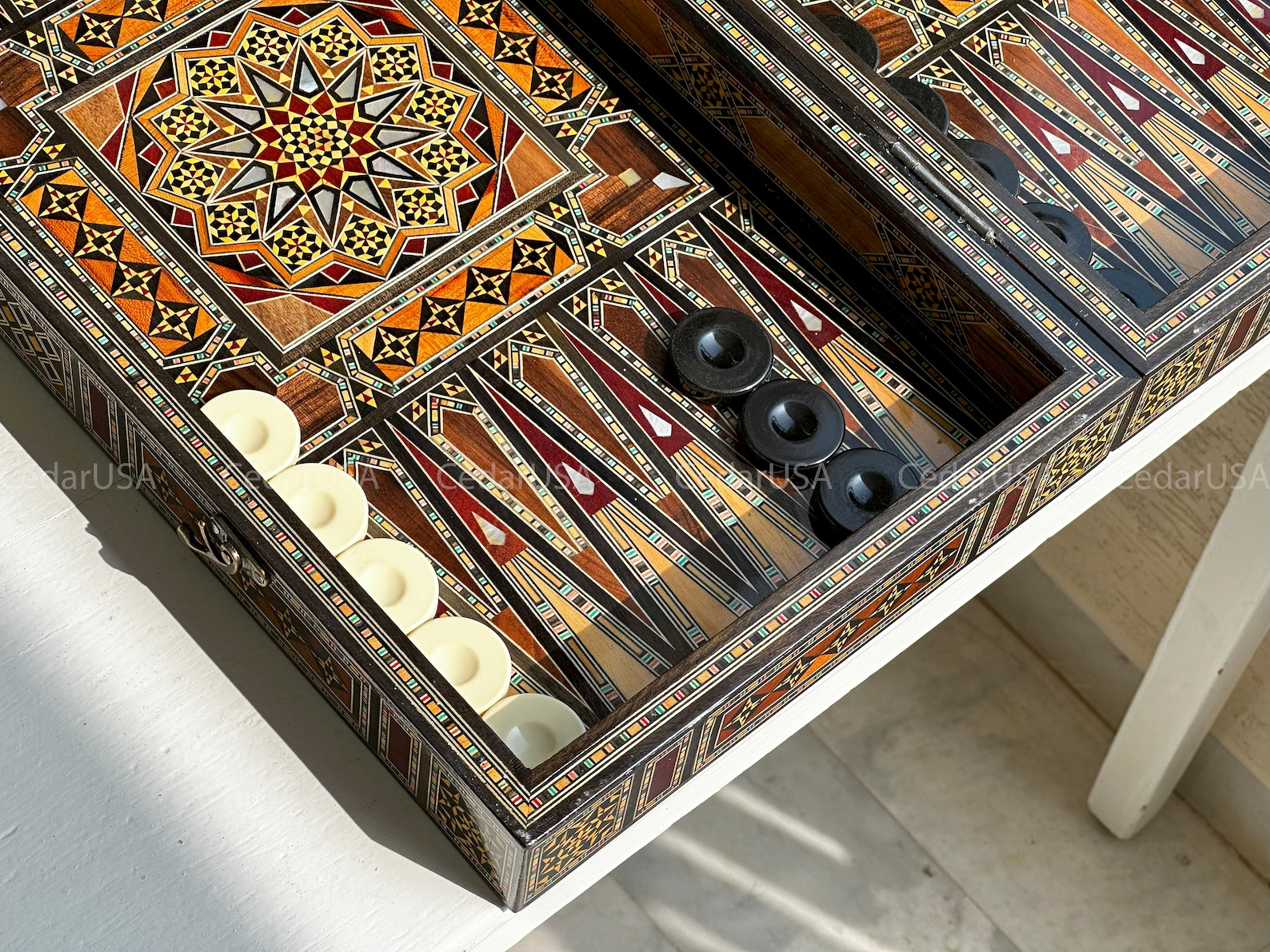 Backgammon Set & Chess Board From Lebanon - Lebanese Handmade Checkers ...