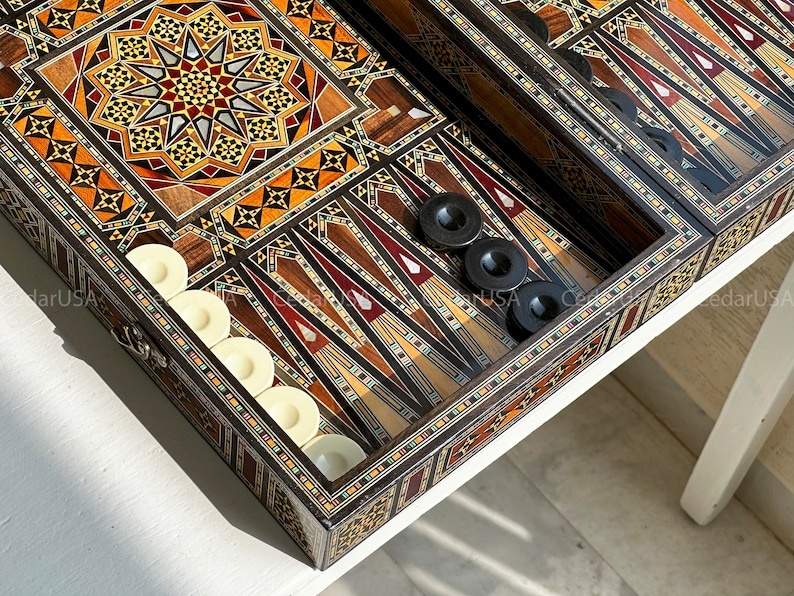 Backgammon Set & Chess Board From Lebanon - Lebanese Handmade Checkers ...