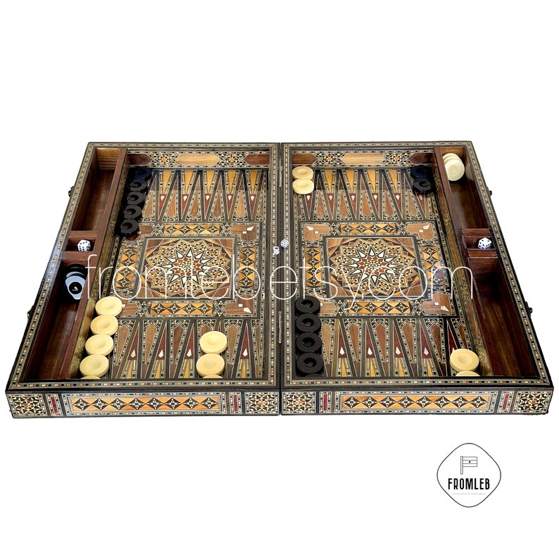 Handmade Pearl Inlaid Backgammon Chess Set: Lebanese Board Game From ...