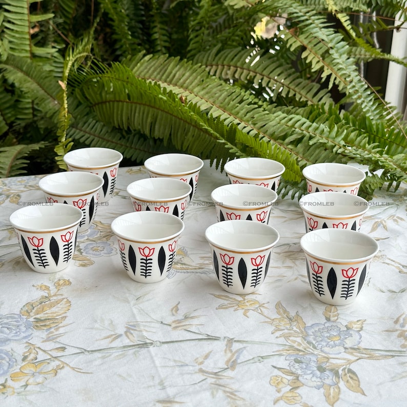 Lebanese Coffee Cups (set of 12): Traditional Badawi Espresso & Turkish ...