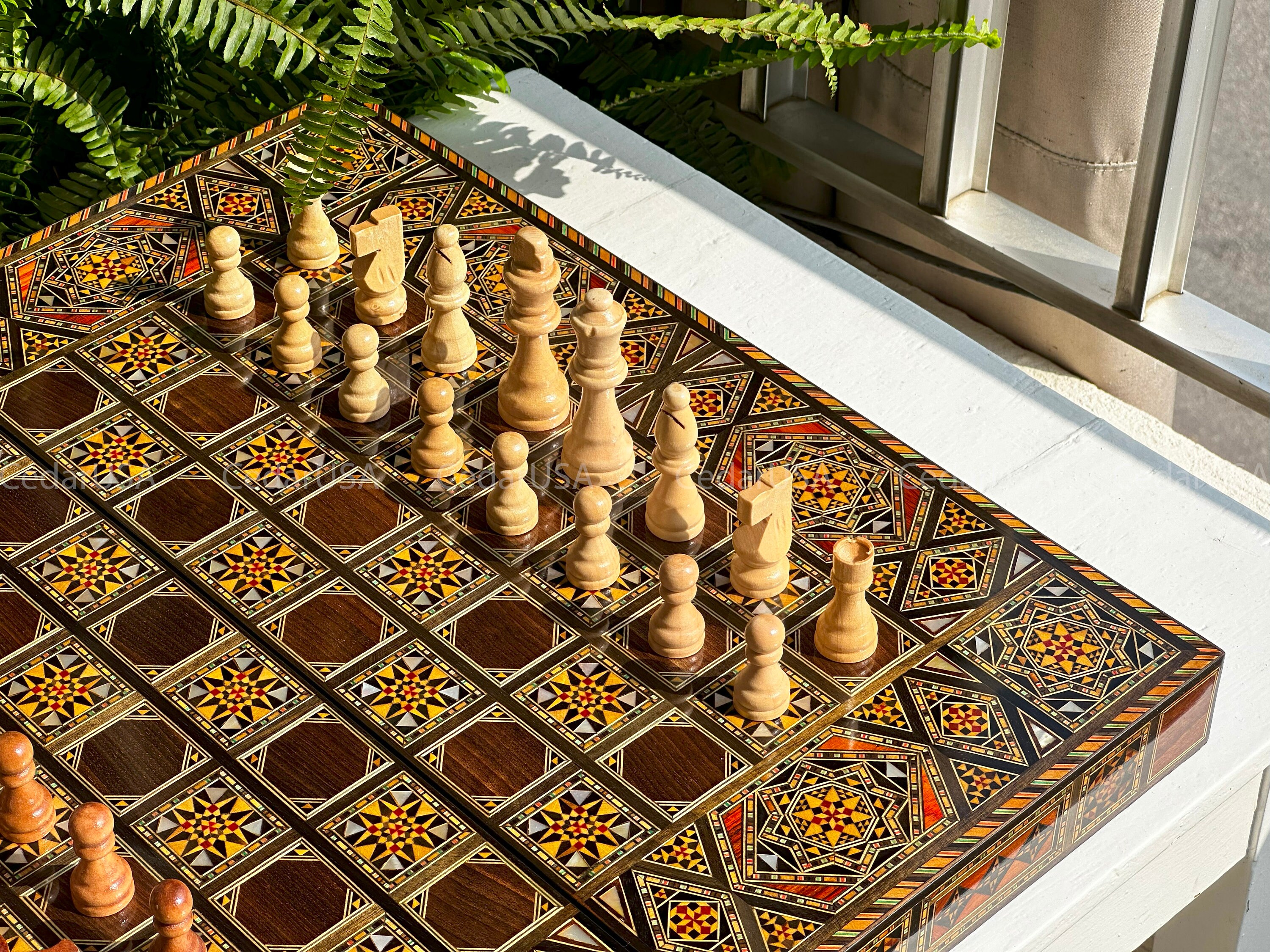 Lebanese Handmade Backgammon & Chess Board With Pearl Inlays From ...