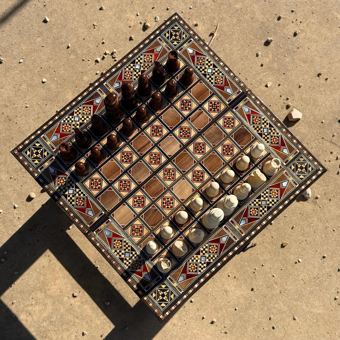 Handmade Backgammon and Chess Set From Lebanon - Lebanese Checkers ...
