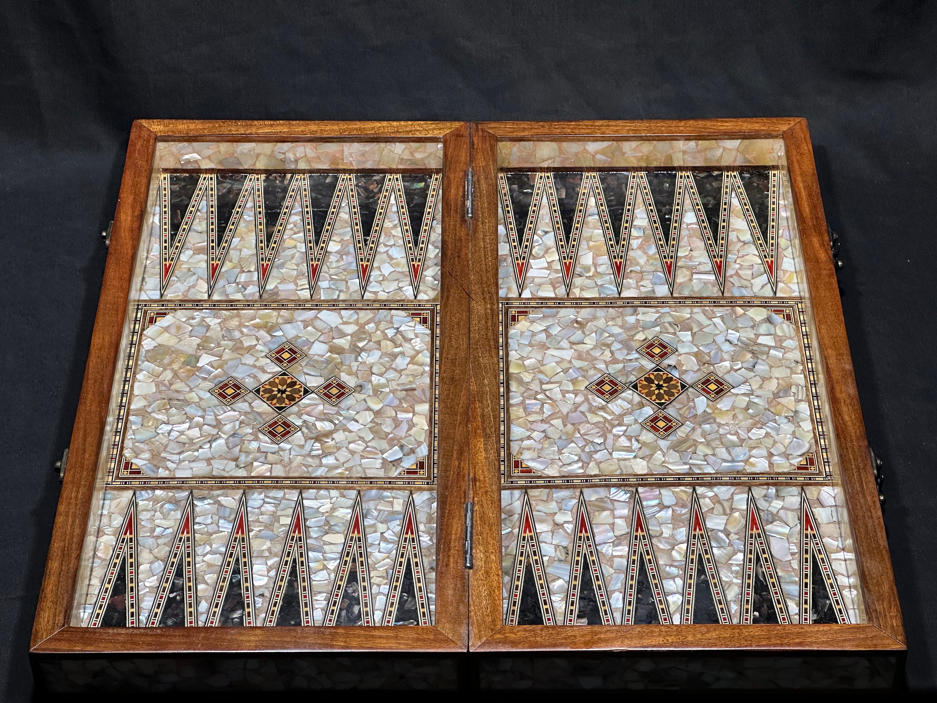 Backgammon Board and Chess Set From Lebanon Real Mediterranean Pearl 1 ...