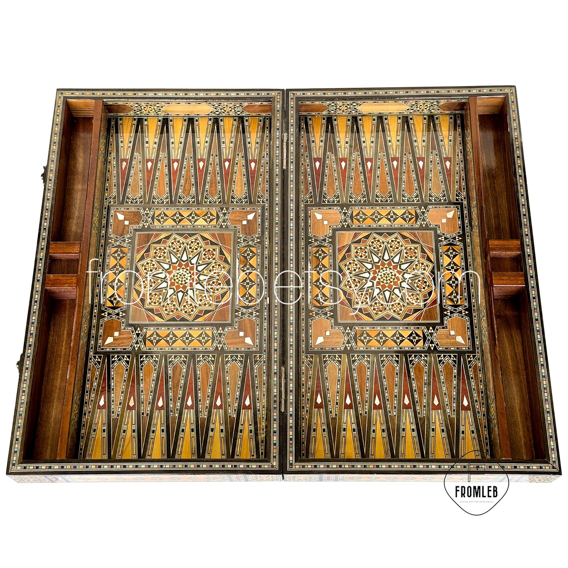 Handmade Pearl Inlaid Backgammon Chess Set: Lebanese Board Game From ...