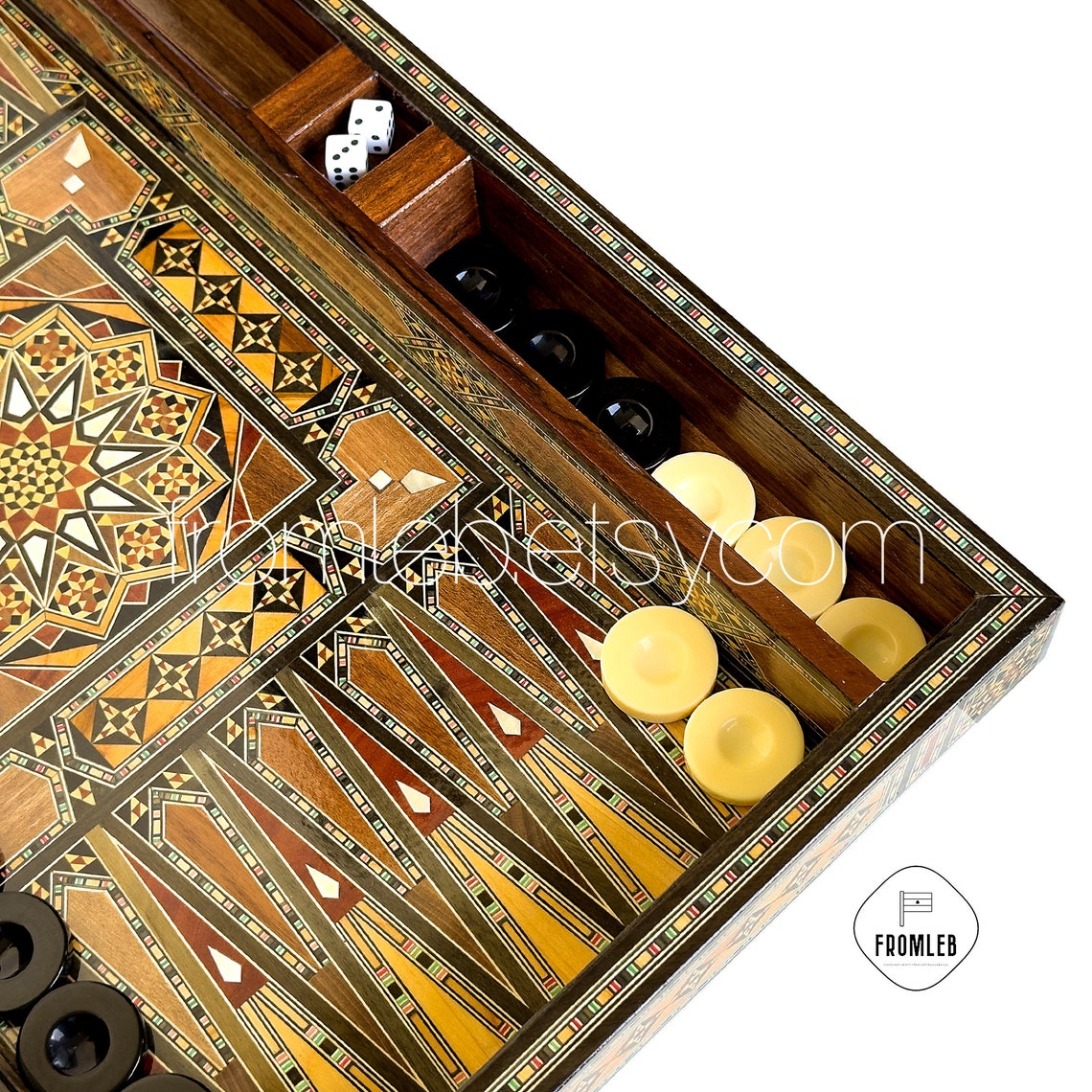 Handmade Pearl Inlaid Backgammon Chess Set: Lebanese Board Game From ...