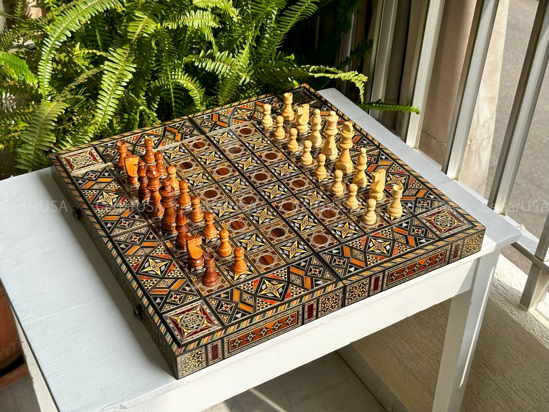 Backgammon Set & Chess Board From Lebanon - Lebanese Handmade Checkers ...