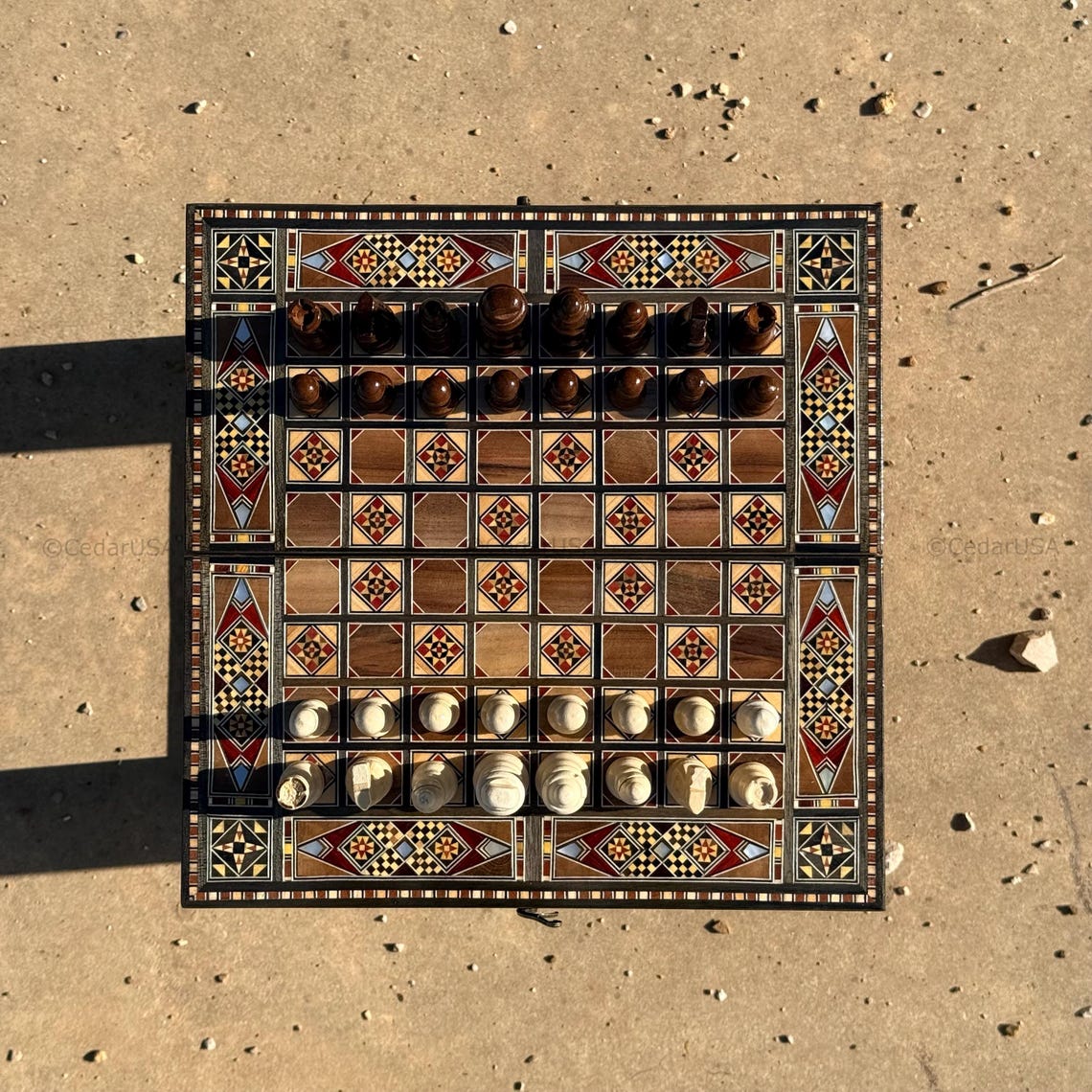 Handmade Backgammon and Chess Set From Lebanon - Lebanese Checkers ...