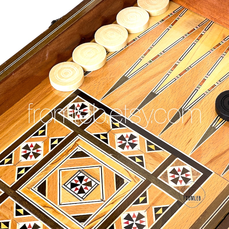 Lebanese Handmade Backgammon and Chess Set With Mother of Pearl Inlays ...