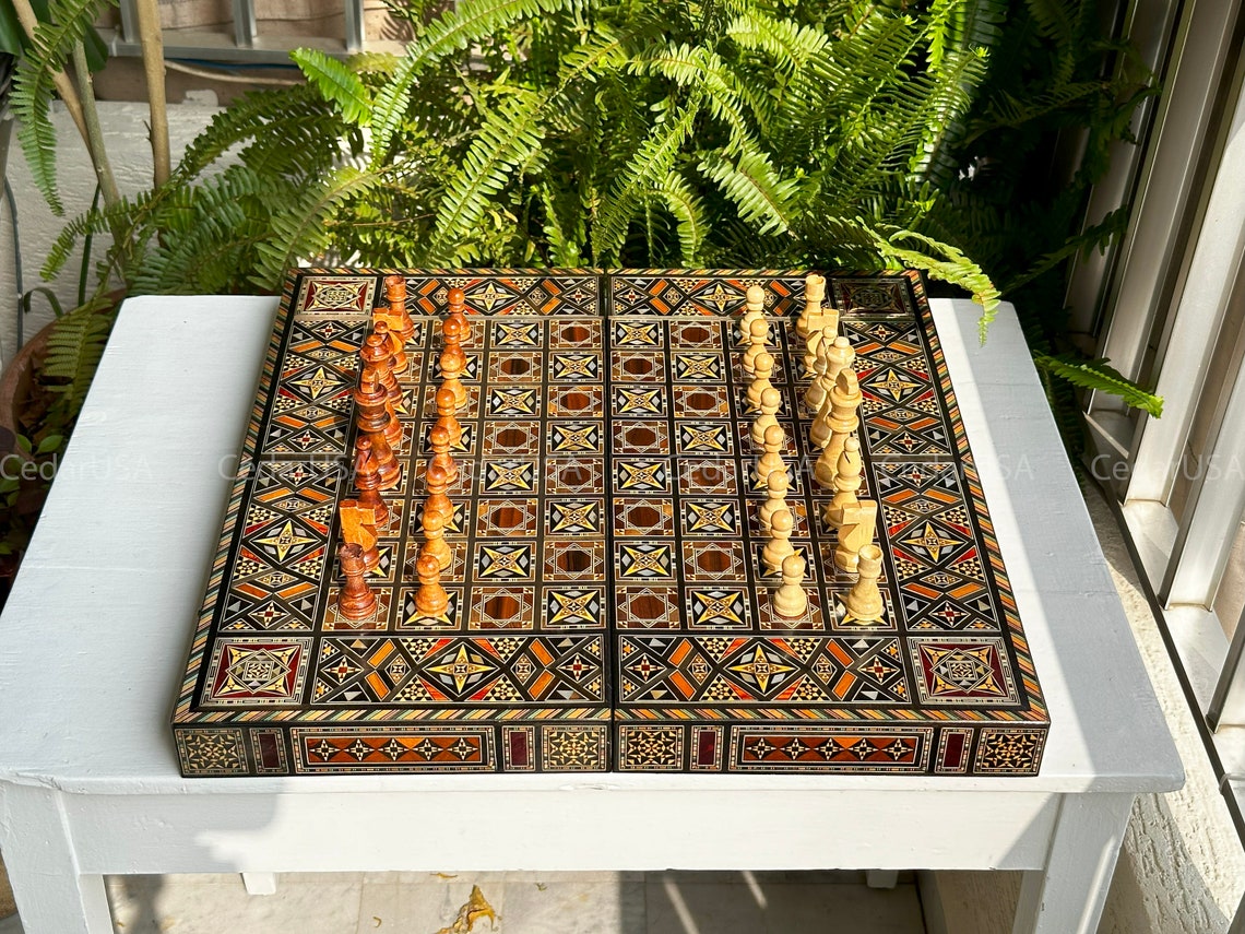 Backgammon Set & Chess Board From Lebanon - Lebanese Handmade Checkers ...