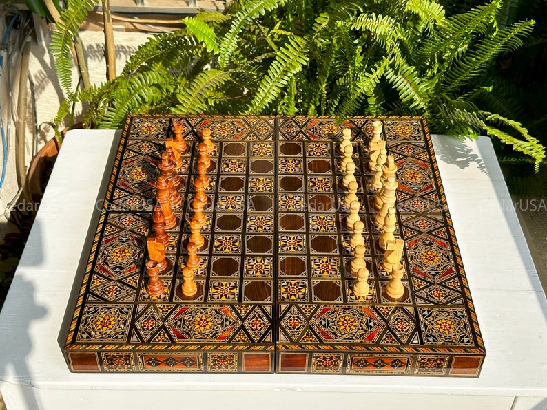 Lebanese Handmade Backgammon & Chess Board With Pearl Inlays From ...