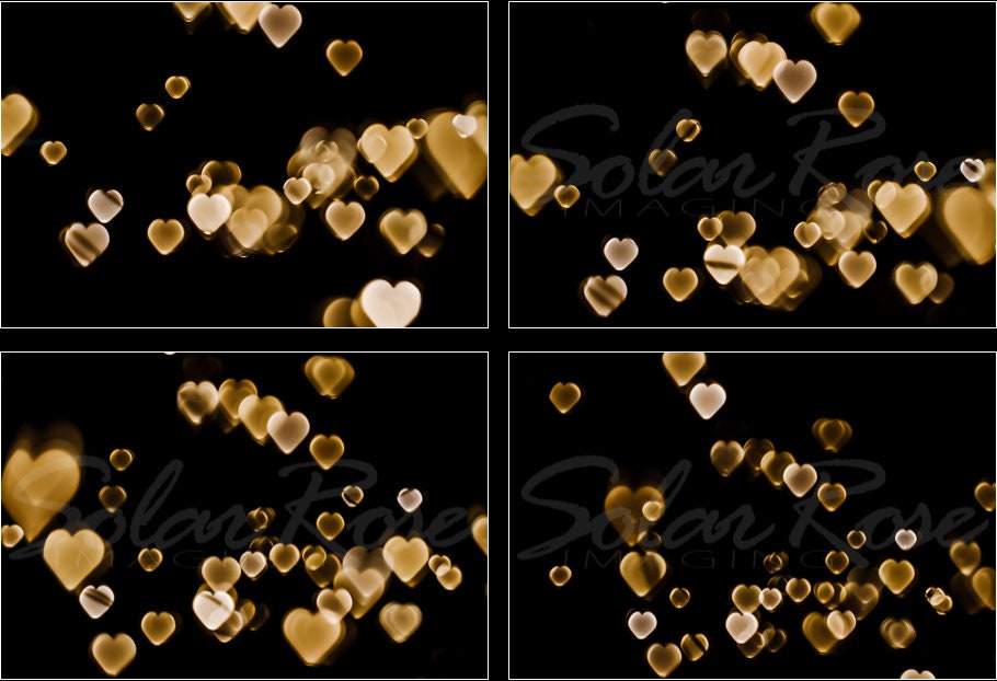 Gold Floating Hearts Overlays, Heart Overlays, Valentine's Day Overlays, Love, Gold, Hearts ...