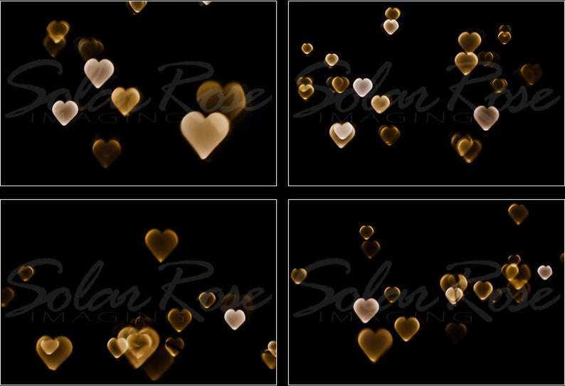 Gold Floating Hearts Overlays, Heart Overlays, Valentine's Day Overlays, Love, Gold, Hearts ...