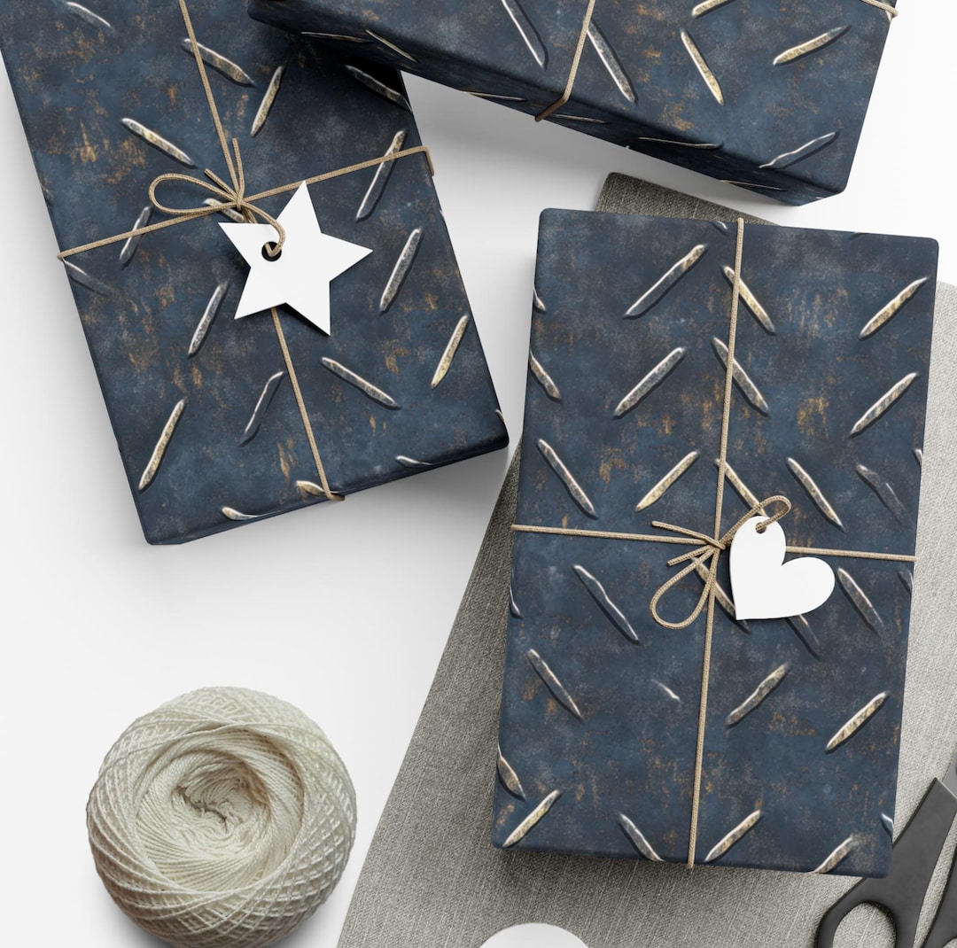 Masculine Gift Wrap, Matte Finish, Engraved Metal Aesthetic, Father's ...