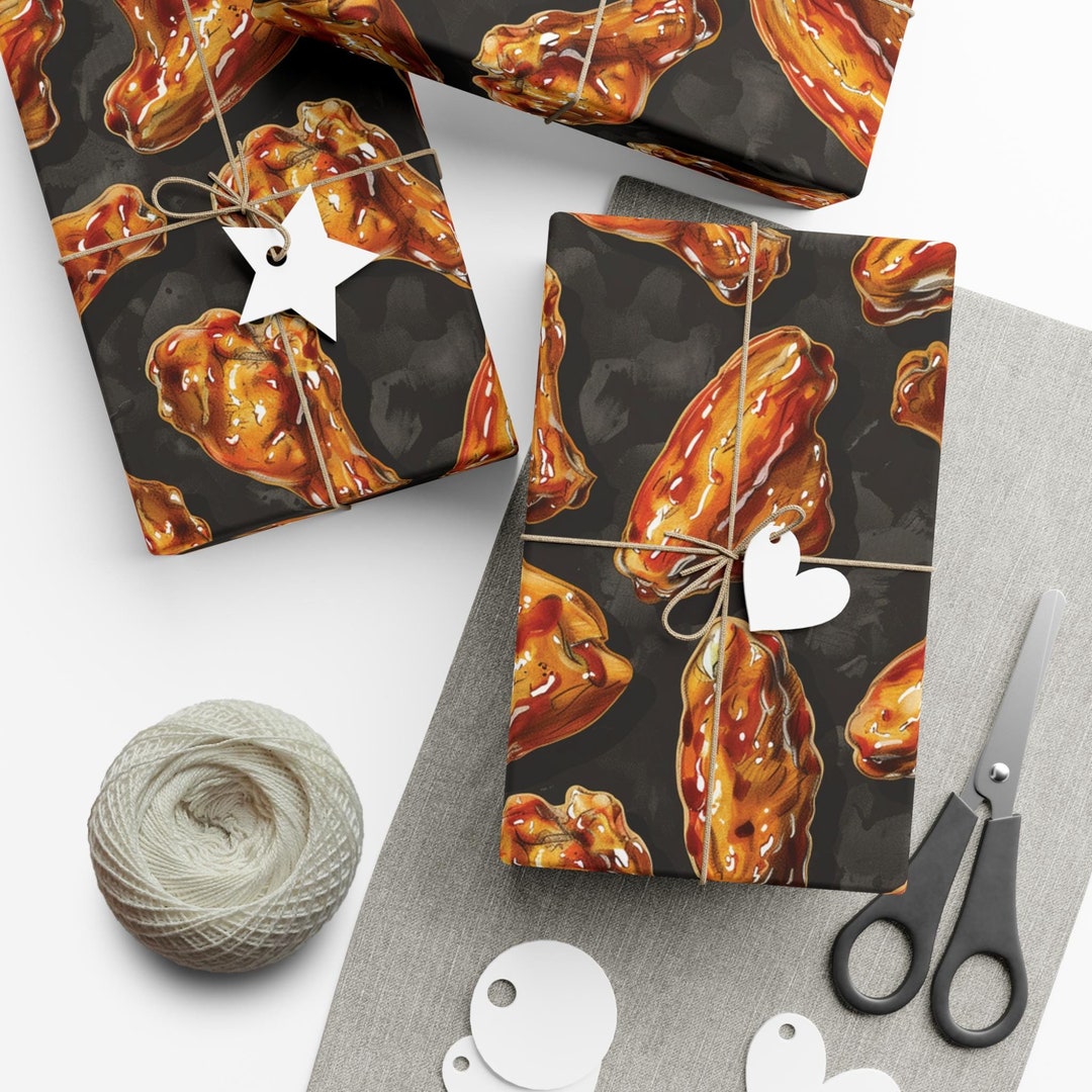 Chicken Wing Wrapping Paper, Hot Wings Gift Wrap, Novelty Gift Wrap ...