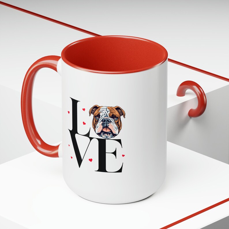 English Bulldog Mug, Bulldog Love Mug, Two-tone Ceramic Coffee Mug ...