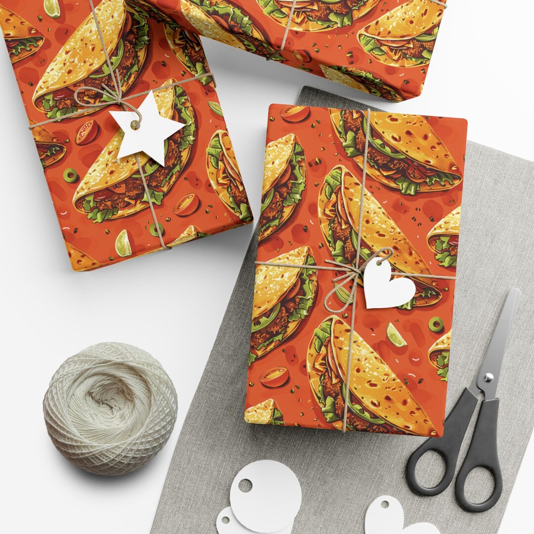 Taco Gift Wrap, Mexican Food Wrapping Paper, Matte Finish, All Occasion ...