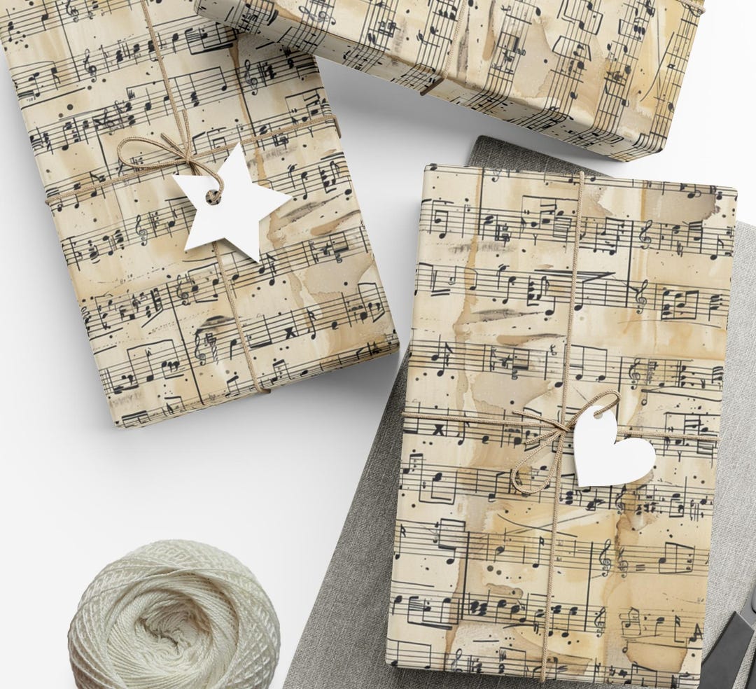 Musical Notes Gift Wrap Papers | Elegant Music-themed Wrapping Paper ...