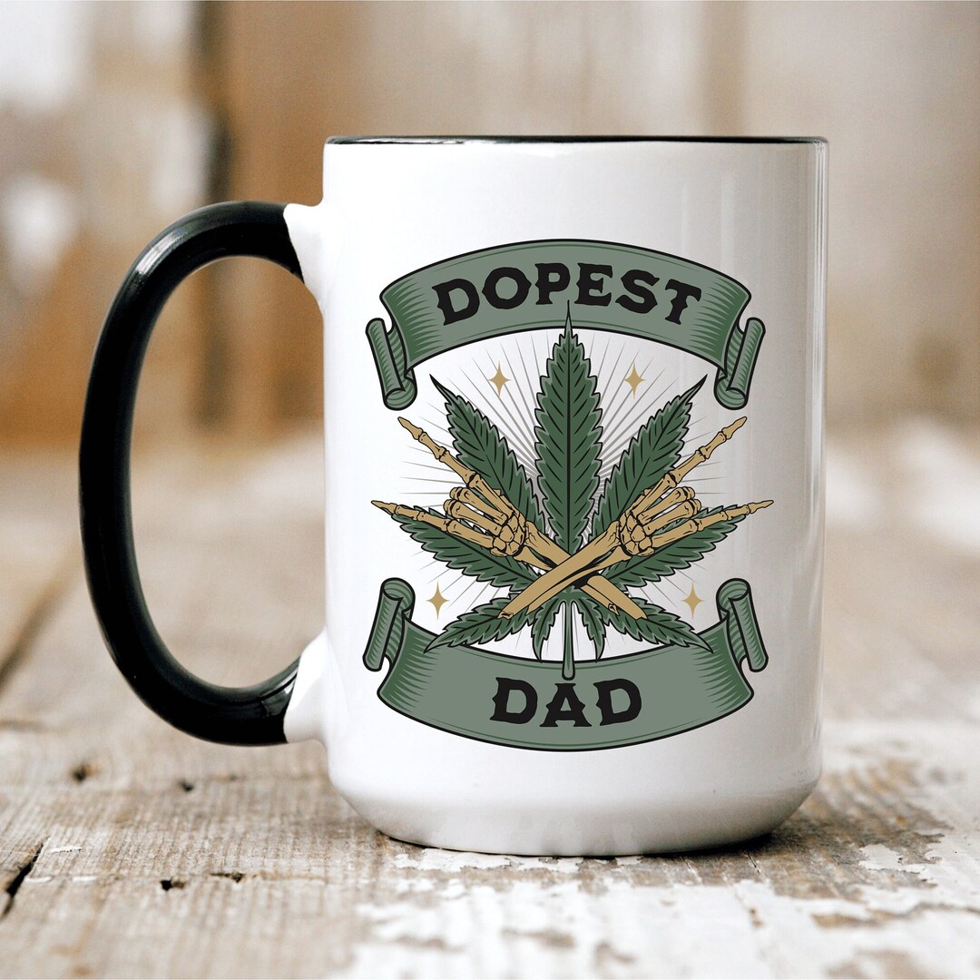 Dopest Dad Mug, Funny Marijuana Cannabis Gift for Dad, Two-tone Coffee ...