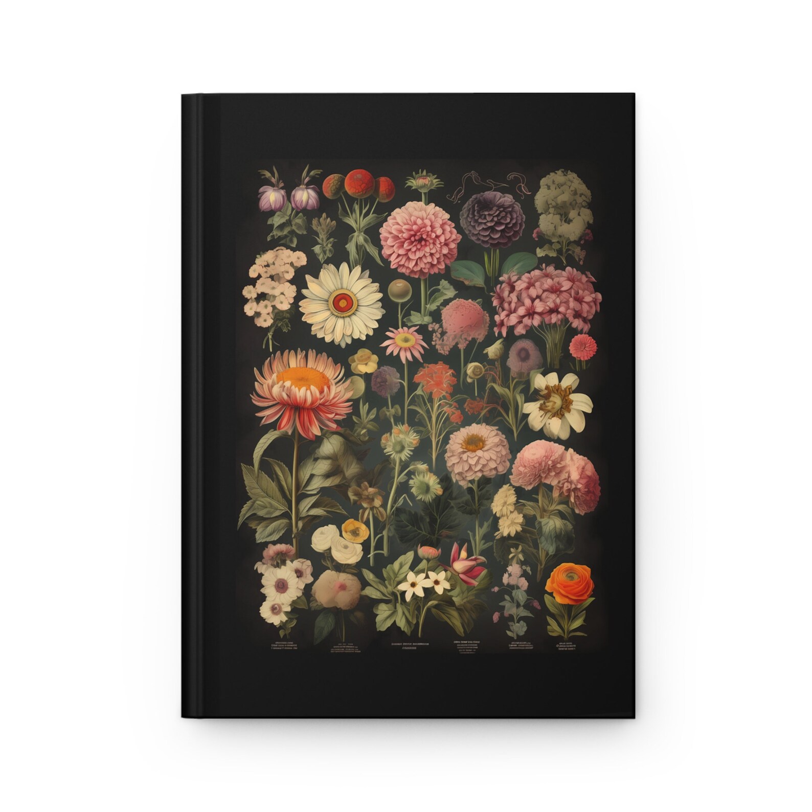 Dark Floral Journal, Blank Hardcover Journal Matte Cover, Dark ...