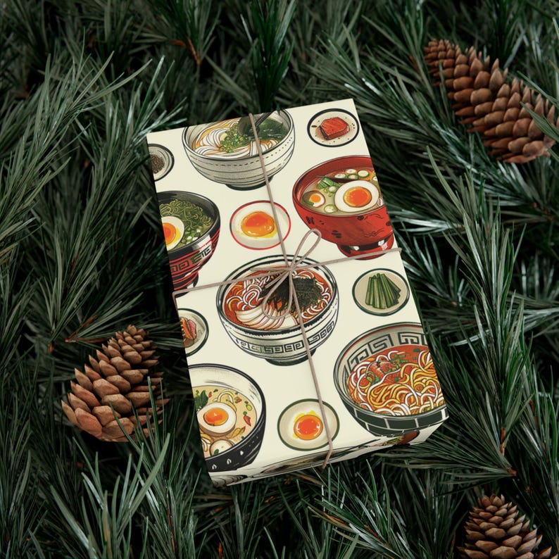 Ramen Gift Wrap, Japanese Aesthetic Wrapping Paper, Matte Finish, All ...