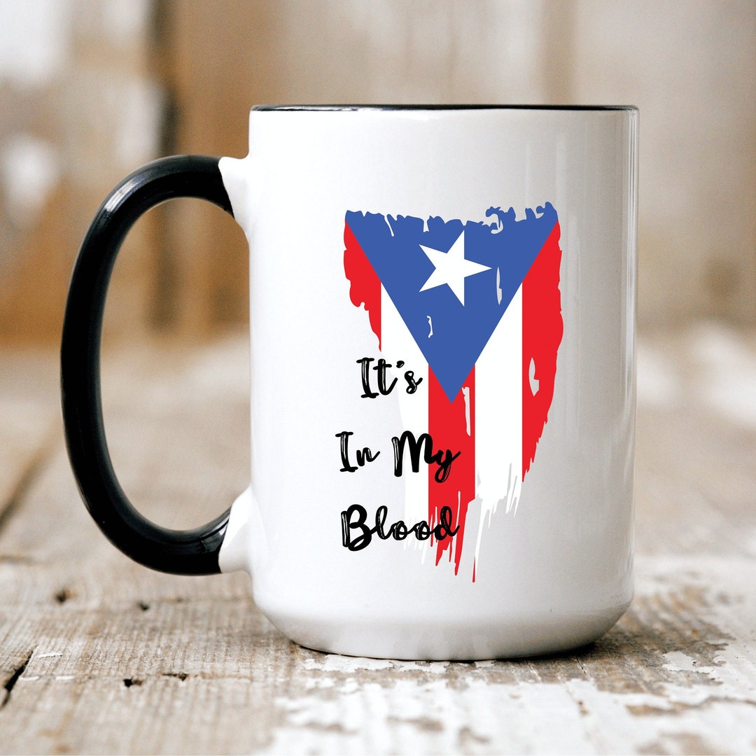 Puerto Rico Mug, Puerto Rican Flag, Two-tone Coffee Mug, Large 15oz ...