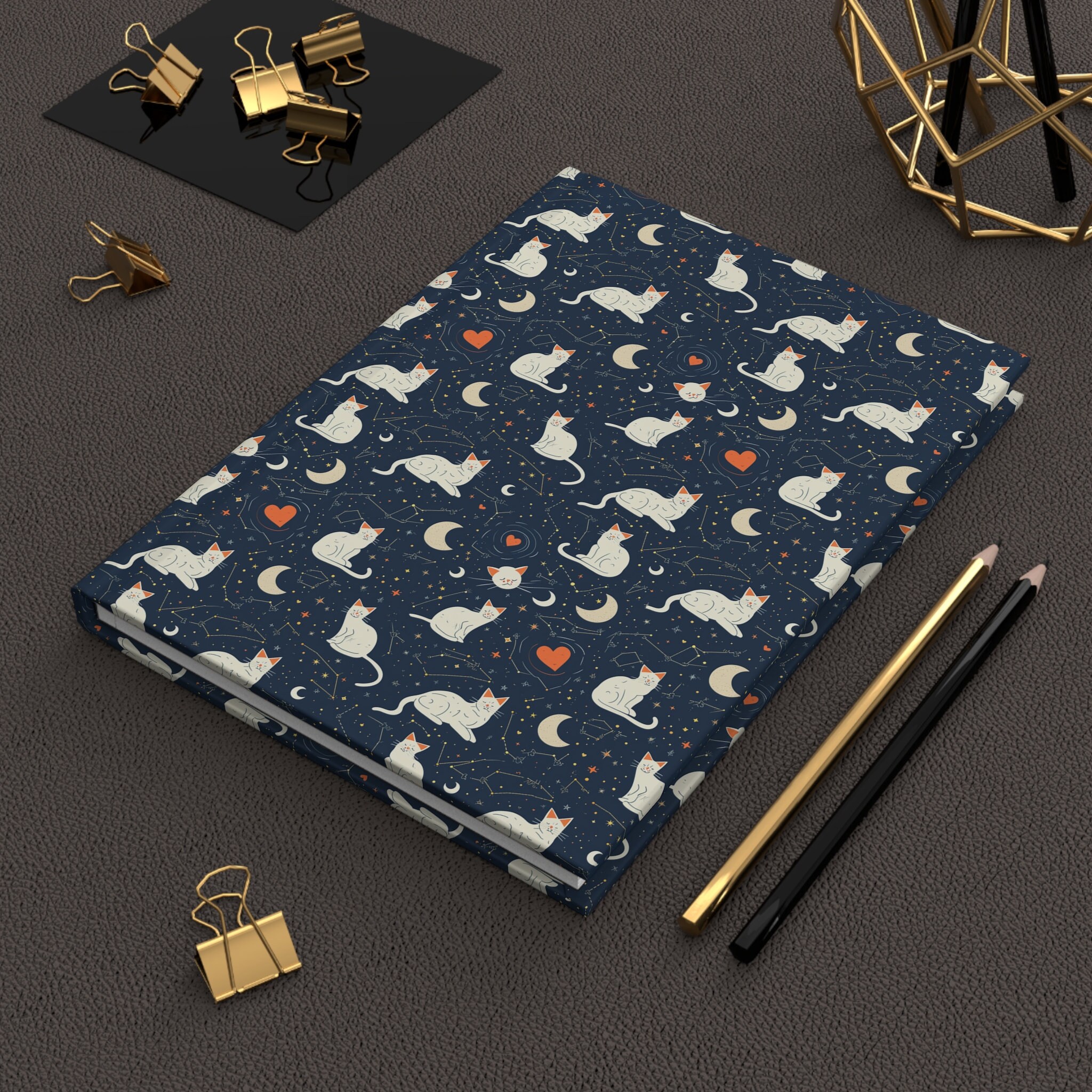 Celestial Cats Journal, Blank Hardcover Journal, Matte Cover Notebook ...