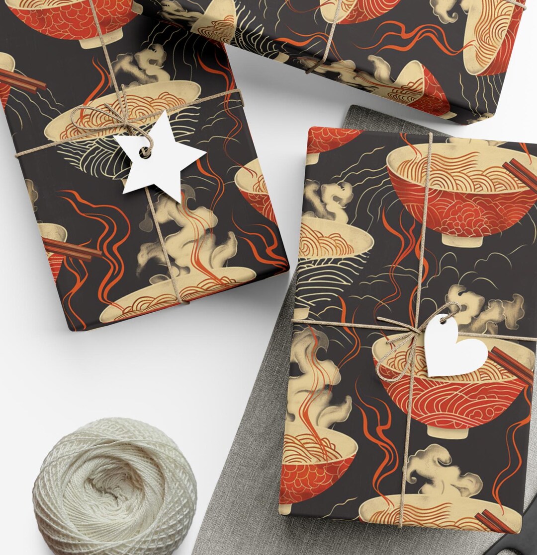 Ramen Gift Wrap, Japanese Aesthetic, Asian Noodles Wrapping Paper, All ...