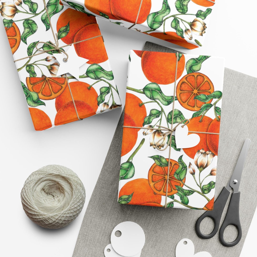 Oranges Fruit Gift Wrap, All Occasions Wrapping Paper, Matte Finish ...