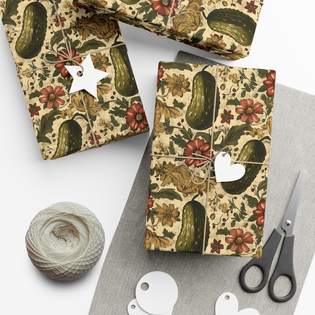 Floral Pickle Wrapping Paper, Classy Pickle Gift Wrap, Feminine Gift ...
