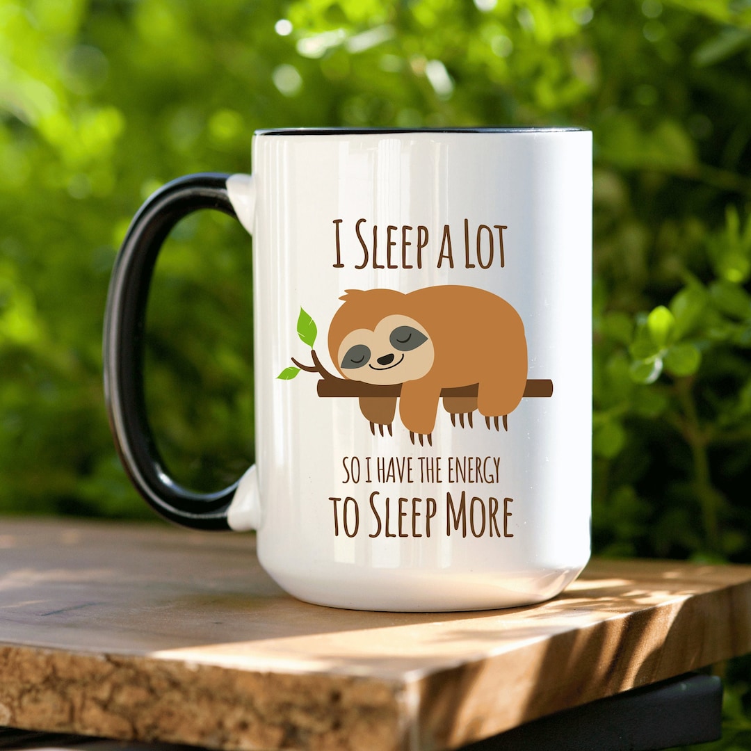 Sloth Mug, Sleepy Sloth Graphic, Two-tone Coffee Mug, Large 15oz Coffee ...