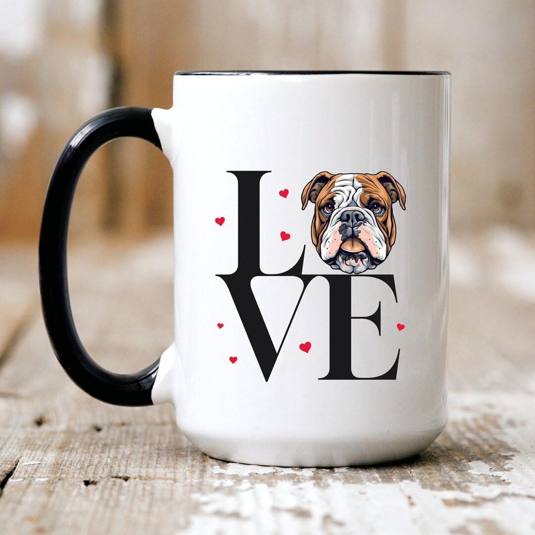 English Bulldog Mug, Bulldog Love Mug, Two-tone Ceramic Coffee Mug ...