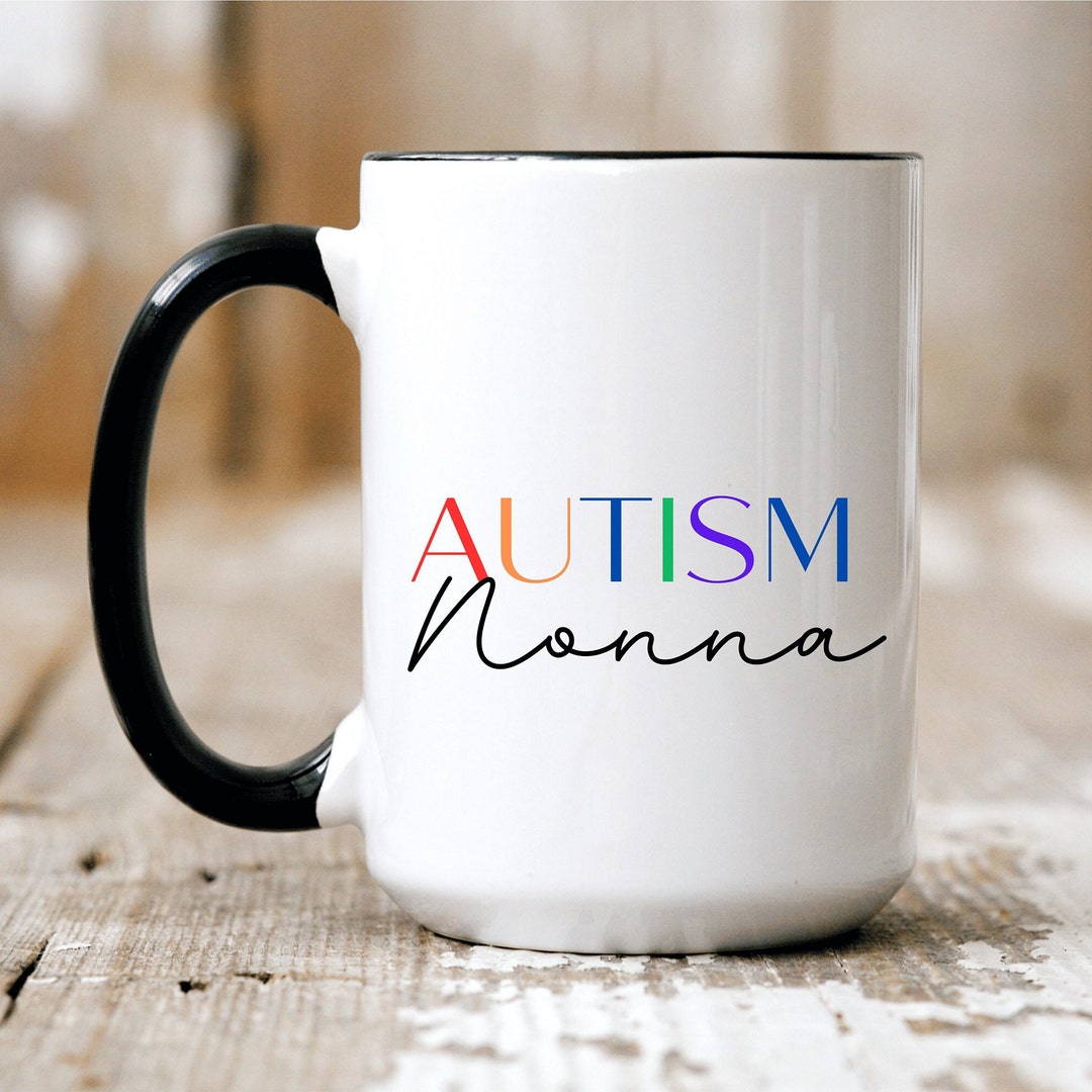 Autism Nonna Mug, Autistic Grandchild Gift, Two-tone Coffee Mug, Large ...