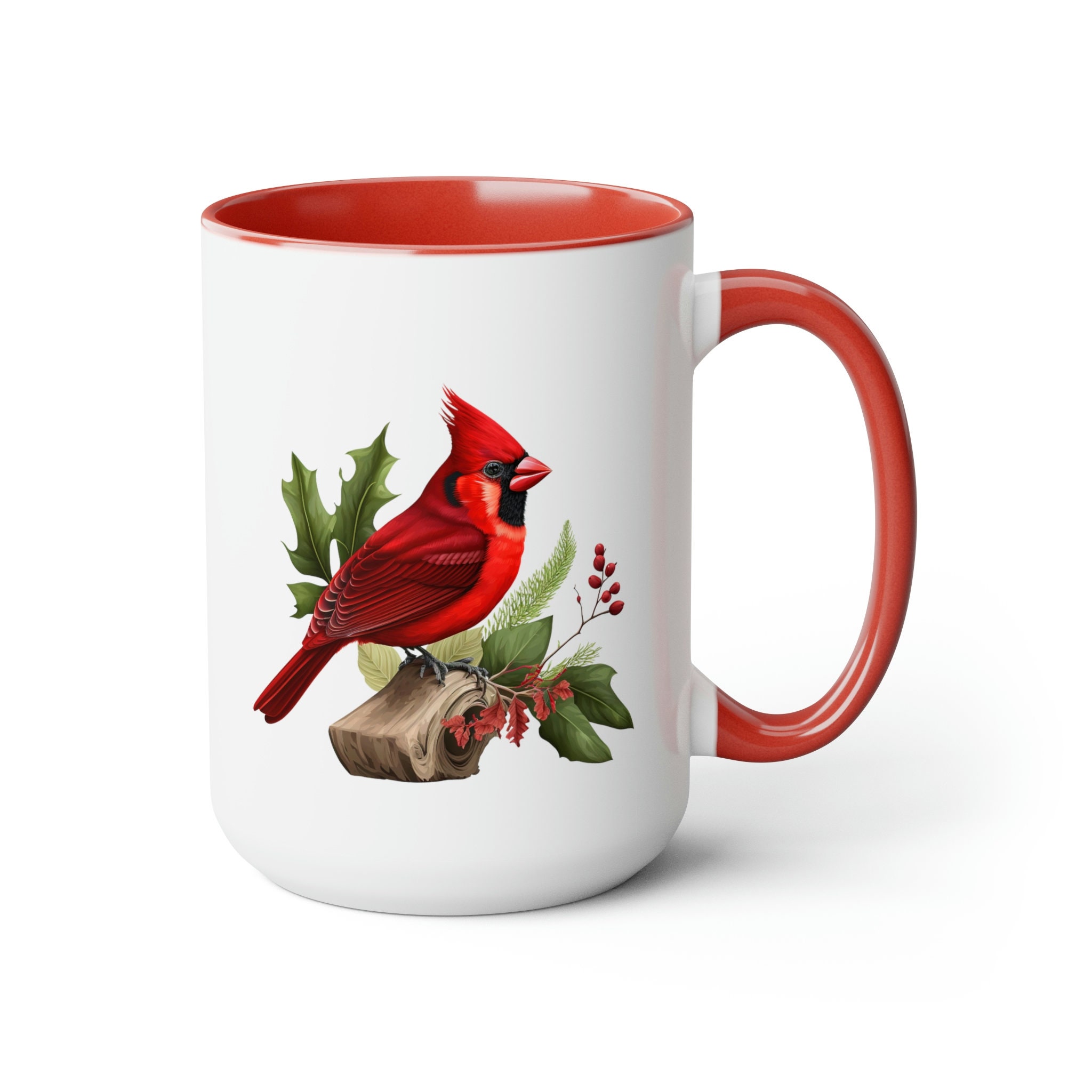 Cardinal Bird Mug, Two-tone Coffee Mug, Large 15oz Coffee, Tea, Hot ...