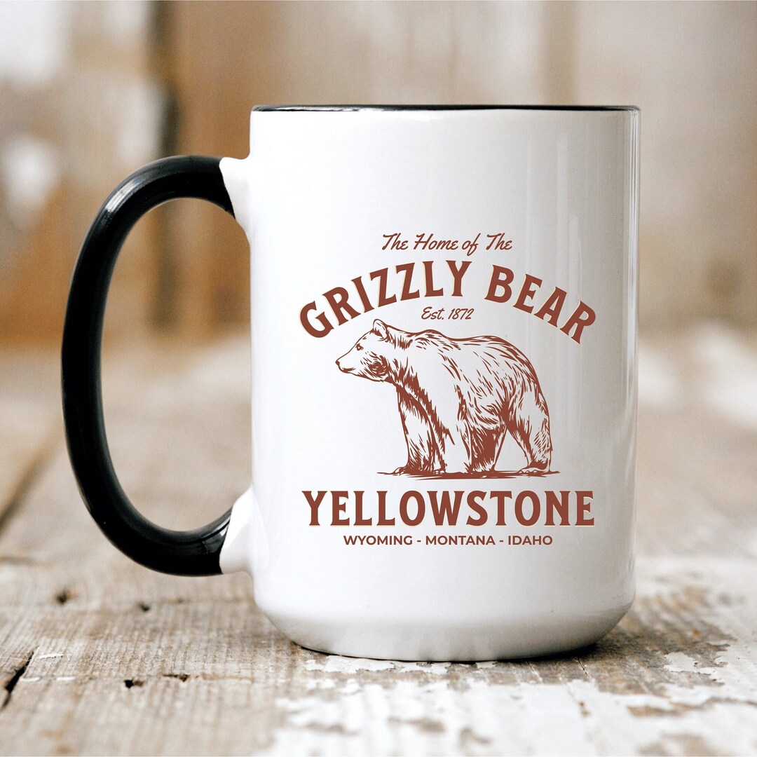 Yellowstone National Park Mug, Home of the Grizzly Bear, Two-tone ...