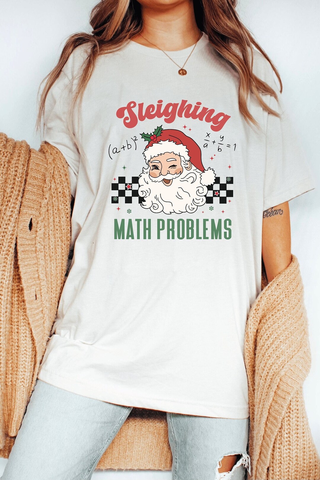 Sleighing Math Problems T-shirt, Retro Santa Math Teacher Christmas ...