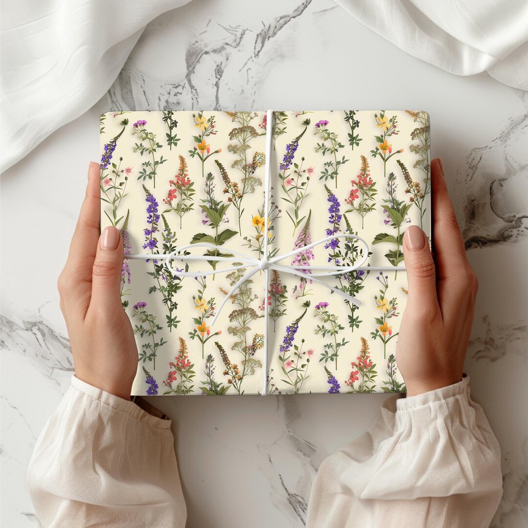 Botanical Floral Gift Wrap, 3D Aesthetic, Matte Finish, All Occasion ...