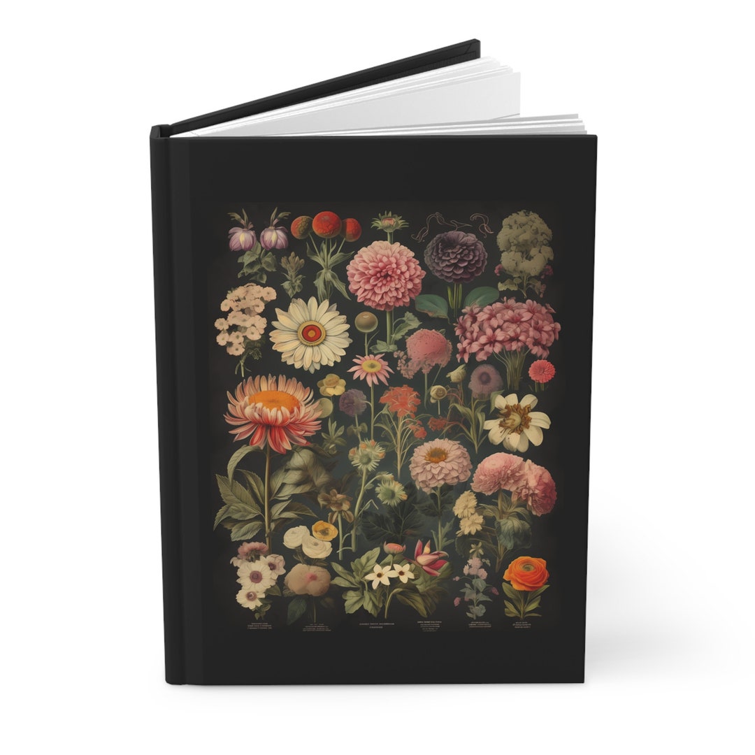 Dark Floral Journal, Blank Hardcover Journal Matte Cover, Dark ...