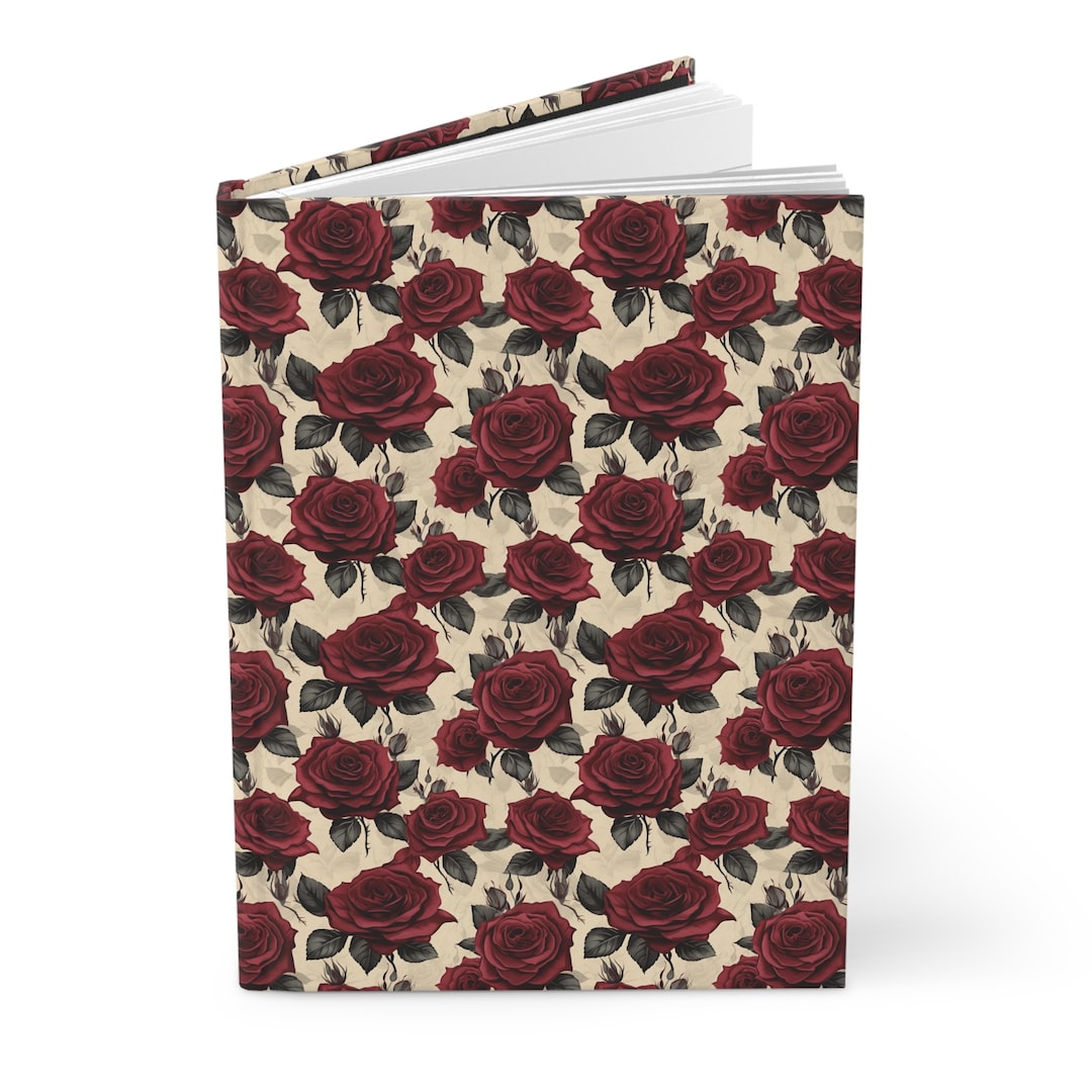 Red Roses Journal, Dark Academia Gift Idea, Blank Hardcover Journal ...