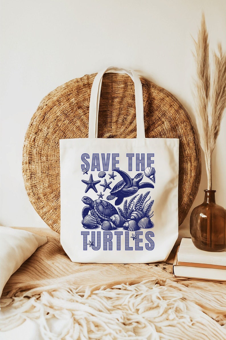 Save the Turtles Tote Bag, Environmentalist Gift Idea, Sea Turtle 100% ...